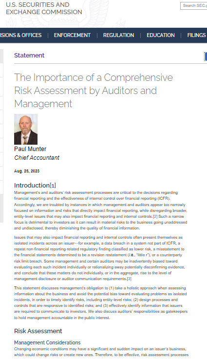SEC stresses the importance of comprehensive risk assessment by ...